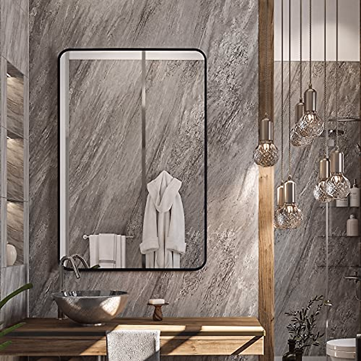 Wall Mirror 30x40 Inch Bathroom Mirror Wall-Mounted Mirror 40 x 30 Vanity Mirror for Vertical or Horizontal Hanging Rectangle Modern Mirror with Black Frame