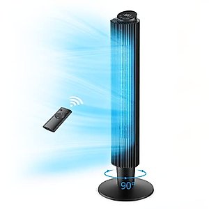 Orgtoy Tower Fan for Bedroom, 42” Oscillating Cooling Fan with Remote, Height Adjustable, 12H Timer, 5 Speeds, LED Display, Low Noise, Touchpad, Space-Saving, Quiet Stand Up Fan for Offices and Home