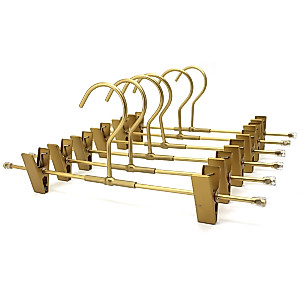 20Pack Koobay 11.8" Gold Aluminium Hangers Stainless Bottom Adjustable Clips Pants Skirt Trousers Clothes Metal Hangers