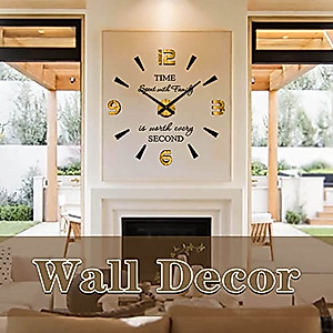 VANGOLD Wall Clock Oversized Wall Clock for Living Room Decor, Decorative Wall Clocks Battery Operated (Gold Home Decoration)