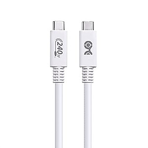 Cable Matters [USB-IF Certified] 240W USB C Cable 6.6 ft for MacBook Pro, Dell XPS (USB C Charger Cable, 140W USB C Cable, USB C Charging Cable) with Power Delivery 3.1 in White (USB 2.0, No Video)