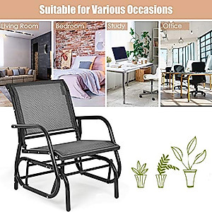 Tangkula Swing Glider Chair, Ergonomic Rocking Chair with Comfortable Fabric, Iron Frame, 4 Non-Slip Foot Pads, Outdoor Patio Glider Rocker Chair for Living Room, Garden, Backyard