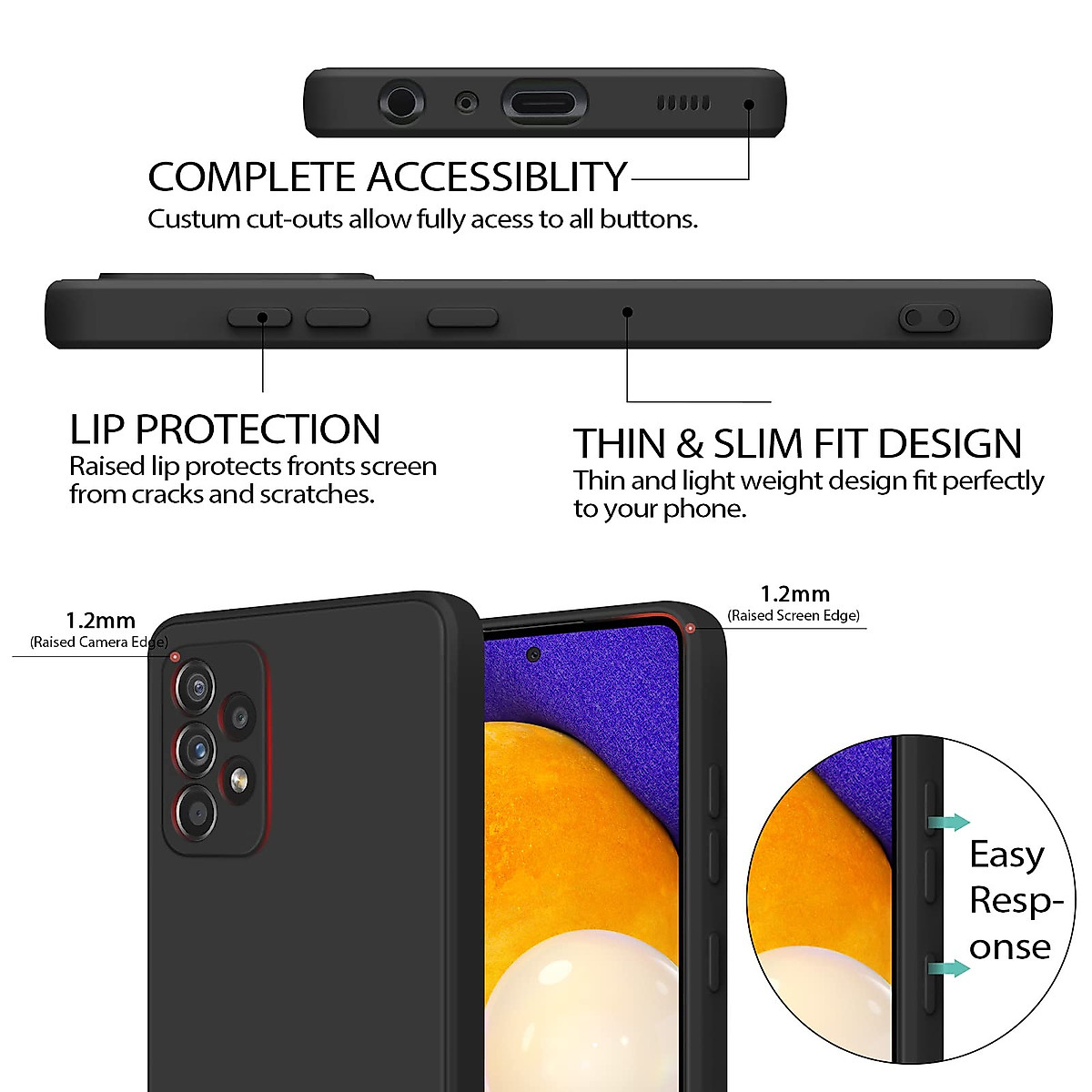 Vanjua [2 Pack] for Samsung Galaxy A52 Case, Galaxy A52s 5G Case, Stylish Silicone Slim Full-Body Protective Cover for Galaxy A52 / A52s Phone Case (Black+Dark Green)
