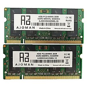 AJOMAN 8GB Kit (4GBx2) PC2-6400S DDR2 800Mhz SoDIMM Laptop RAM Non-ECC 1.8V Notebook Memory for DELL Latitude M2400/E5400/E5500/XFR E6400/E6400/E6400 ATG/M4400/E6500