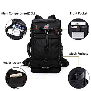 BOIWRCA Travel Backpack, Carry On Backpack with Combination Lock Waterproof Durable Convertible Duffel Bag for 17 Inch Laptop