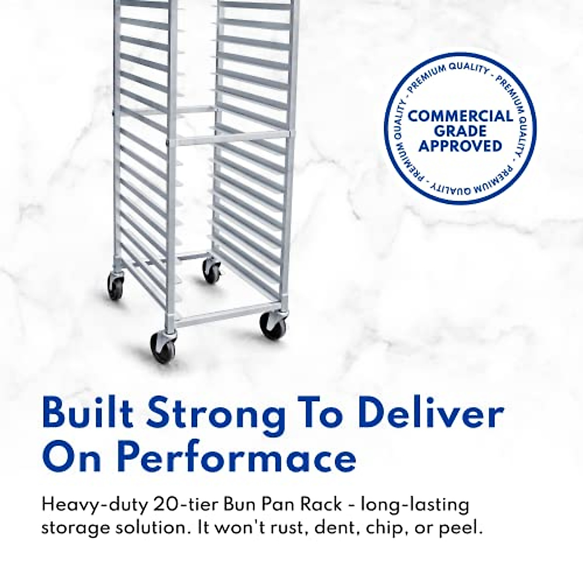New Star Foodservice 36527 Commercial-Grade Aluminum 20-Tier Sheet Pan/Bun Pan Rack, 26" L x 20" W x 69" H with Brake Wheels