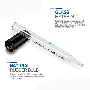 20pcs 1ml Glass Dropper,Essential Oil Dropper Pipette, Straight-Tip Calibrated Glass Medicine Dropper.