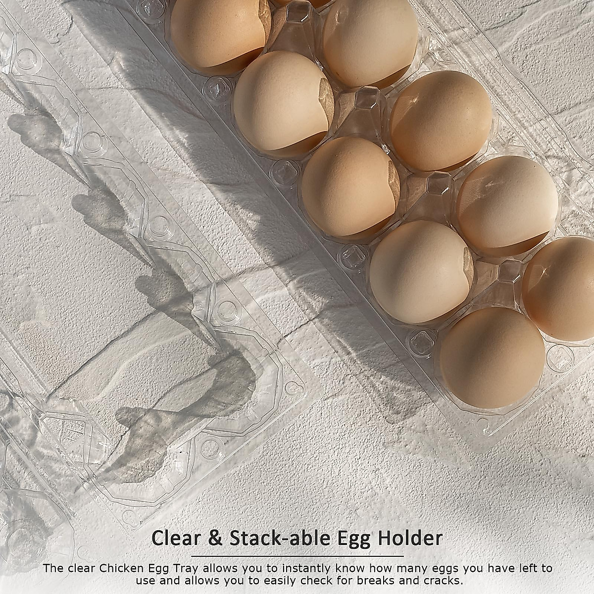 ALISWAT Clear Plastic Egg Carton for 12 Eggs, 48Pack Egg Tray Reusable Medium Size Egg Cartons Suitable for Refrigerator Chicken Farm Markets, Egg Cartons Cheap Bulk, 2x6Grids