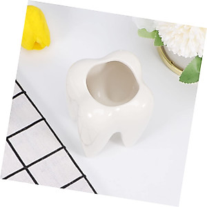 ARTIBETTER 3 Pcs Ceramic Flower Pot Succulent Pot Mini Pots for Plants Plant Pot Teeth Pencil Holder Modern Style Teeth Pot Ceramic Flower Holder Household Flower Pot at Home Planter Cactus