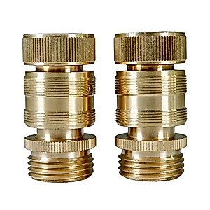 Quick Connector Garden Hose Fittings (2 Pack) - Leak Free - 3/4" Snap-On Water Hose Adapter for Quick Release - Solid Brass - Quick Connection Garden Hose Connectors