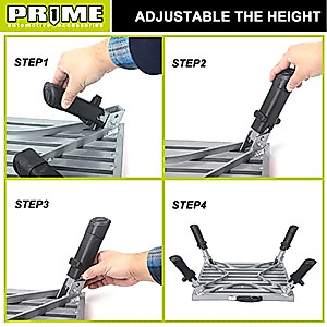 Prime 1 Safety RV Steps Extra Large Platform 19in x 14.5in Extra Size RV Folding Step Stool and Ladder, 600lbs, Height Adjustable, Aluminium with Reflective Stripe, Anti-Slip Surface and Extra Grip