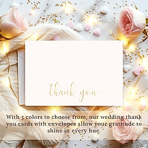 slapaflife Thank You Cards with Envelopes,20 Pack - 4x6 Inches Thank You Notes,Elegant Dusty Pink Emboss Gold Foil Pressed,Baby Shower Thank You Cards,Wedding,Formal All Occasion Cards