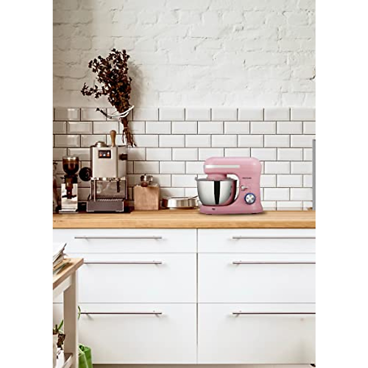 FRIGIDAIRE ESTM020-PINK 4.5L Retro Stand Mixer (Pink), 4.75 quart