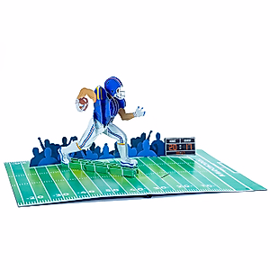 WOWPAPERART Touchdown Football Player - 3D Pop Up Greeting Card For All Occasions - Love, Birthday, Christmas - Personalized, Thick Envelope
