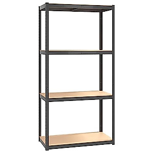 vidaXL 4-Layer Storage Shelf, Galvanized Steel & Engineered Wood Construction, Industrial Style Anthracite Shelving Unit, Commercial or Residential Use