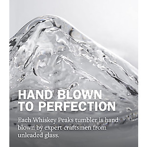 Huckberry Whiskey Peaks Iconic Mountain Bar Glasses, 11.5 oz Capacity, Lead-Free Crystal, Mt. Rainier, Set of 2