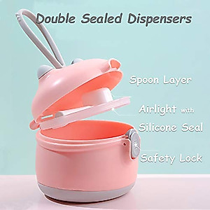 Baby Formula Dispenser, Portable Milk Powder Dispenser Snack Storage Container for Travel Bedroom Outdoor … (Pink)