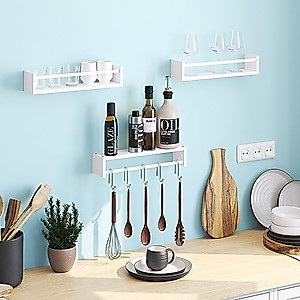 Fixwal Nursery Bookshelves, 16.5 Inch Floating Bookshelves for Wall Set of 3, Baby Kids Decor, Solid Wood Wall Mounted Shelves for Books, Toys and Decor Storage (White)