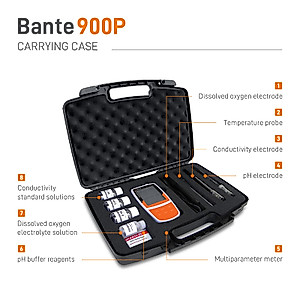 Bante 900P Portable pH/Conductivity/Dissolved Oxygen Meter | Multiparameter Water Quality Meter | for Measuring pH, ORP, Ion, Conductivity, TDS, Salinity, Resistivity, Dissolved Oxygen
