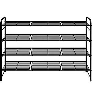 Dicasser Shoe Rack Organizer Closet，4-Tier Long Metal Shoe Storage Capacity for 24-30 Pairs,Black