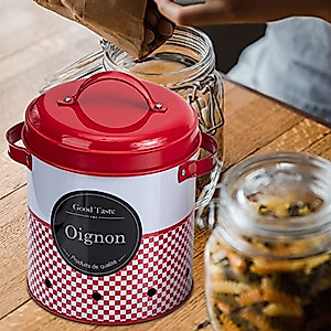 Alipis Potato Onion Storage Box, Set of 3 Kitchen Storage Canisters Jars Pots Containers Pantry Organizer Tin Vegetable Fresh Keeper with Aerating Tin Storage Holes