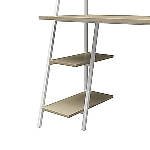Novogratz Bushwick Ladder Desk, Pale Oak on White Metal