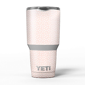 Design Skinz The Coral and White Micro Polka Dots - Skin Decal Vinyl Wrap Kit Compatible with The Yeti Rambler Cooler Tumbler Cups