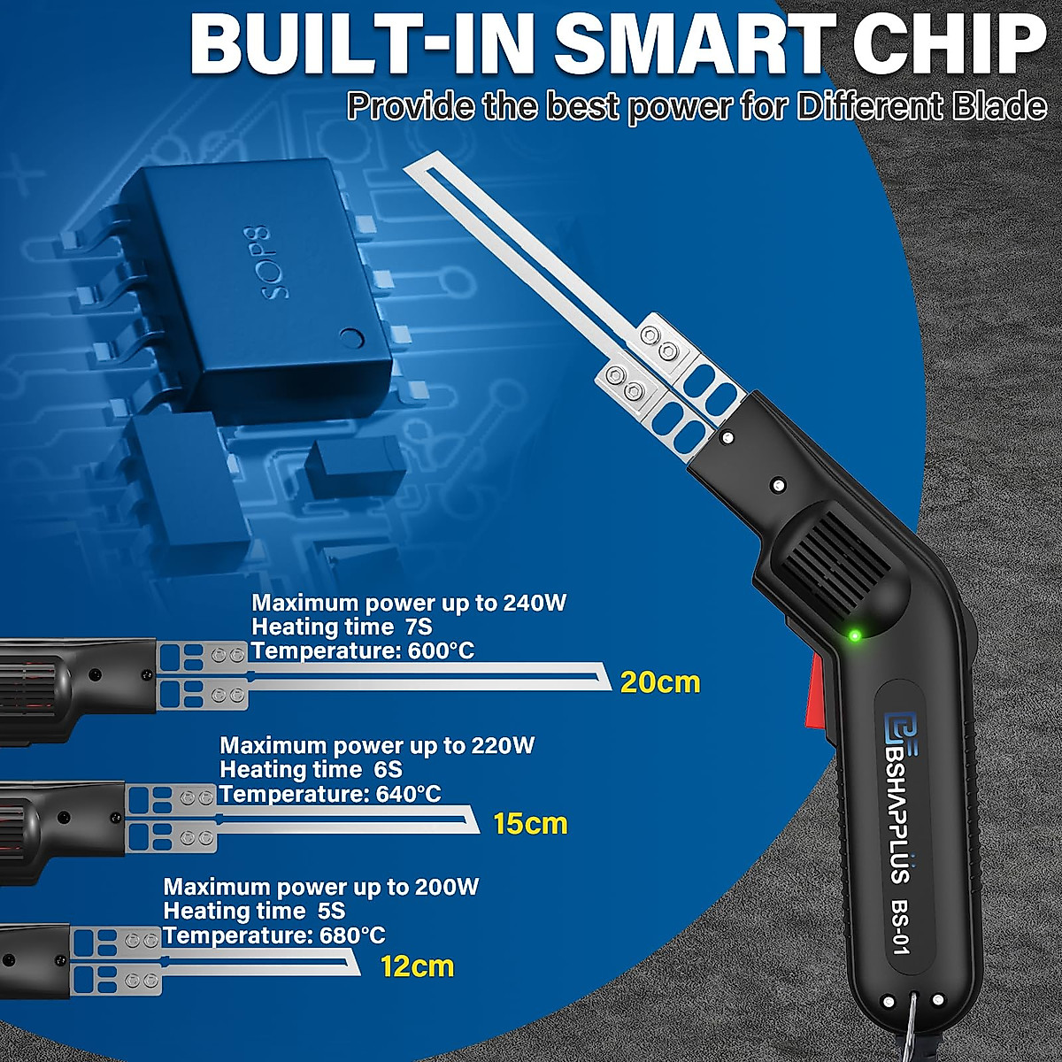 Foam Cutter Pro Electric Hot Knife, BSHAPPLUS 110V / 240W Styrofoam Cutting Tool Kit with Intelligent Chips & 5S Fast Heating & Powerful Cooling System for Carving, Handcraft, DIY Projects (BS-01)