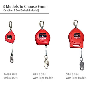 Miller by Honeywell Falcon 50-Foot Galvanized Cable Self-Retracting Lifeline with Tagline and Carabiner, 310 lb. Capacity (MP50G-Z7/50FT)