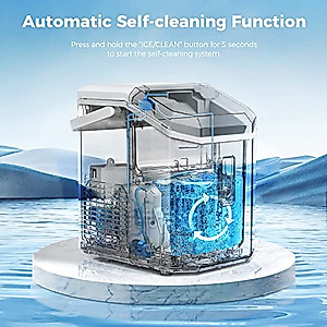 AGLUCKY Nugget Ice Maker Countertop, Portable Pebble Ice Maker Machine with Handle, 35lbs/24H, One-Click Operation,Pellet Ice Maker for Home/Kitchen/Office(White)