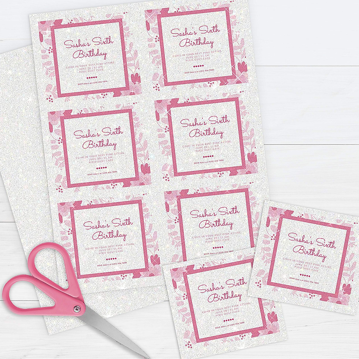 Printworks Printable White Glitter Cardstock, Perfect for Holiday School and Craft Projects, 15 Sheets, 8.5” x 11” (00514)