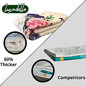 Baby Monthly Milestone Blanket Girl - Extra Soft, Large (60"X40") Thick Fleece - Baby Growth Chart Blanket - Baby Age Blanket for Photos - Baby Month Blanket - Includes Headband, Floral Wreath, Frame