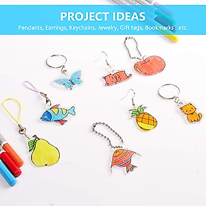 Shrink Plastic Sheet Kit, 166 Pcs Shrink Art Kit Include 10Pcs Shrink Film Paper and 8 Pcs Shrinky Art Paper with Pattern, Hole Punch, Keychains Accessories and Pencils for Kids Creative Craft