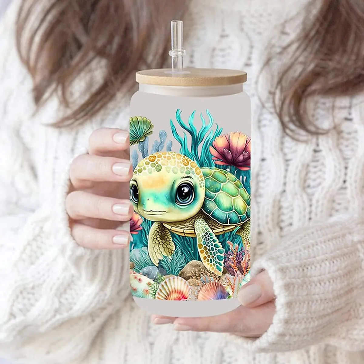ZOHIKO Protect The Sea Iron On Transfer Patches, Marine Animals UV DTF Transfers Stickers, DIY Cup Wrap Turtle Dolphin Printed Rub on Transfers Stickers for Water Bottle Coffee Mug