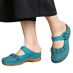 MLAGJSS womens sandals with arch support Heeled Sandals for Women platform shoe Womens Sandals(0609A170 Sky Blue,Size 8)