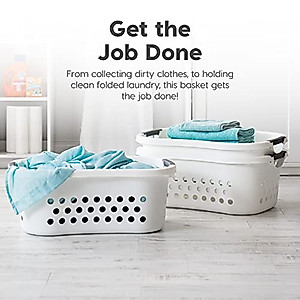 IRIS USA 48L Plastic Hip Hold Laundry Basket Hamper Organizer with Built-In Comfort Carry Handles, 1.3 Bushel, for Closet, Dorm, Laundry Room, Bedroom, Nestable, Ventilation Hole, 3 Pack, Large, White