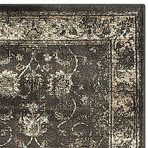 SAFAVIEH Vintage Collection Accent Rug - 2' x 3', Soft Anthracite, Oriental Distressed Viscose Design, Ideal for High Traffic Areas in Entryway, Living Room, Bedroom (VTG117-330)