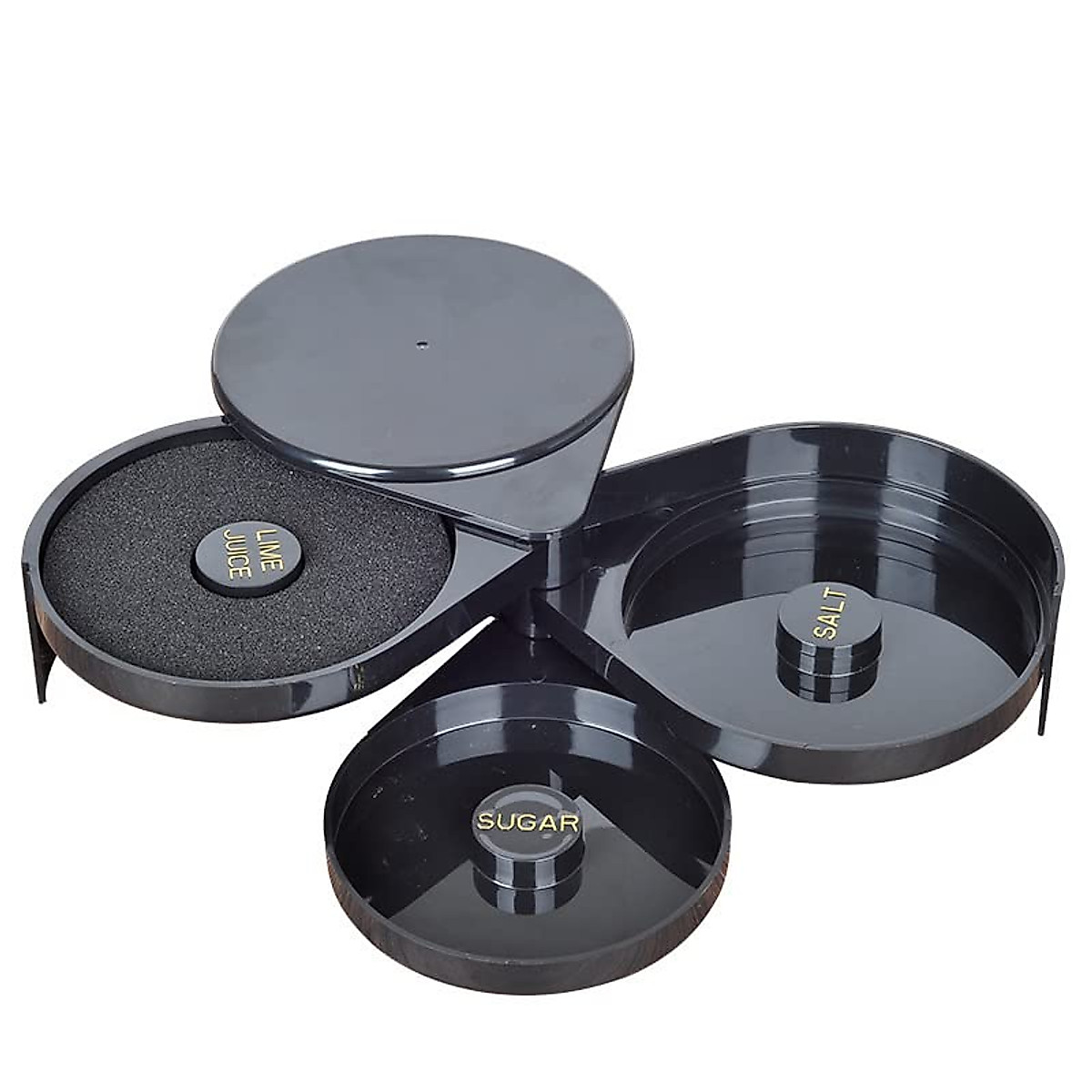 1 Pcs 3 Tier Bar Glass Rimmer for Cocktail, Bartender Tool,Salt Box Spice Container (Plastic salt box)