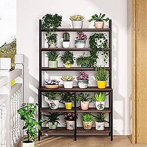 LITTLE TREE 6-Tier Tall Bookshelf with X-Shaped Frame, Industrial Bookcase with Storage, Utility Stand Shelf