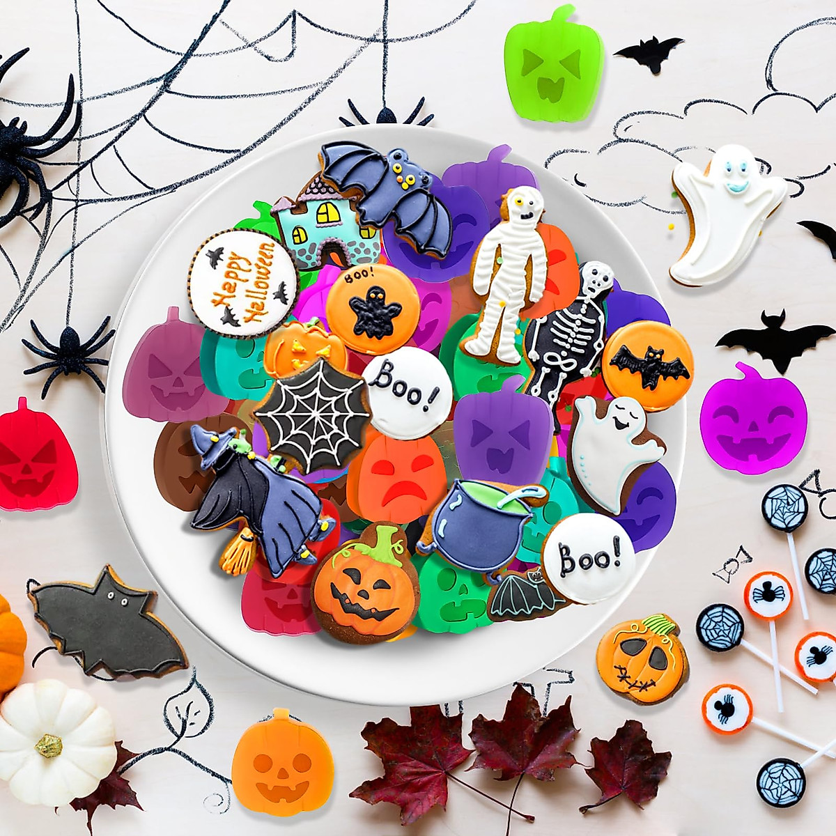 Halloween Pumpkin Candy Gummy Molds Silicone, 60 Cavity Non-Stick Pumpkin Silicone Molds for DIY Gummies, Candy, Chocolate, Jelly, Ice Cube, Dog Treats, Halloween Decor