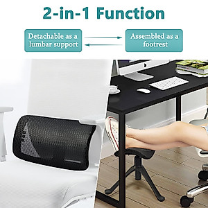 Lilithye Footrest Stool Under Desk Adjustable Height Footrest Ottoman Ergonomic Foot Stool with Wheels 360° Rolling Footrest for Home Office (Black)
