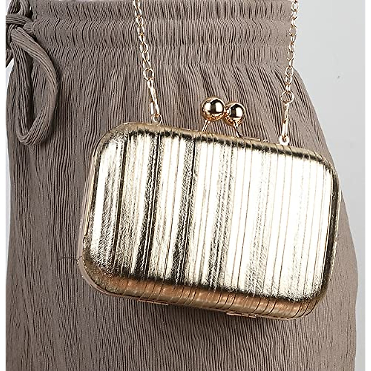 Women's Clutch Bag Chic Handbag Shoulder Bag Solid Color Purse Shine Evening Bag