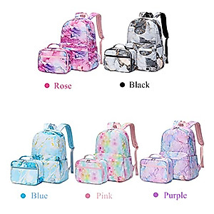 2PCS Cute Colorful Printing Backpack 17.8 Inches Elementary Schoolbag Middle School Travel Daypack For Teen Girls