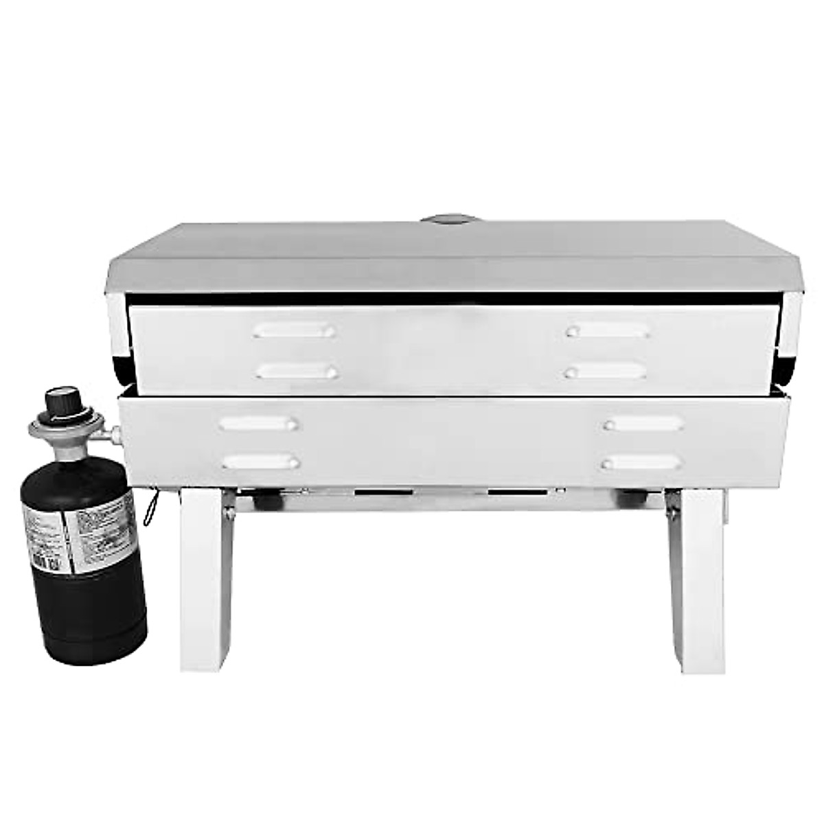 Supllueer Tabletop Propane Grill, Stainless Steel Professional Gas Grill 20,000 BTU BBQ Tabletop Gas Grill for Outdoor Cooking Patio Garden BBQ Picnic