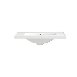 JPND 36" White Bathroom Single Hole Integrated Sink/Countertop, Drop-in Self-Rimming Rectangular Bathroom Vanity Sink Top, 36.38"W x 19.13"D x 7.5"H