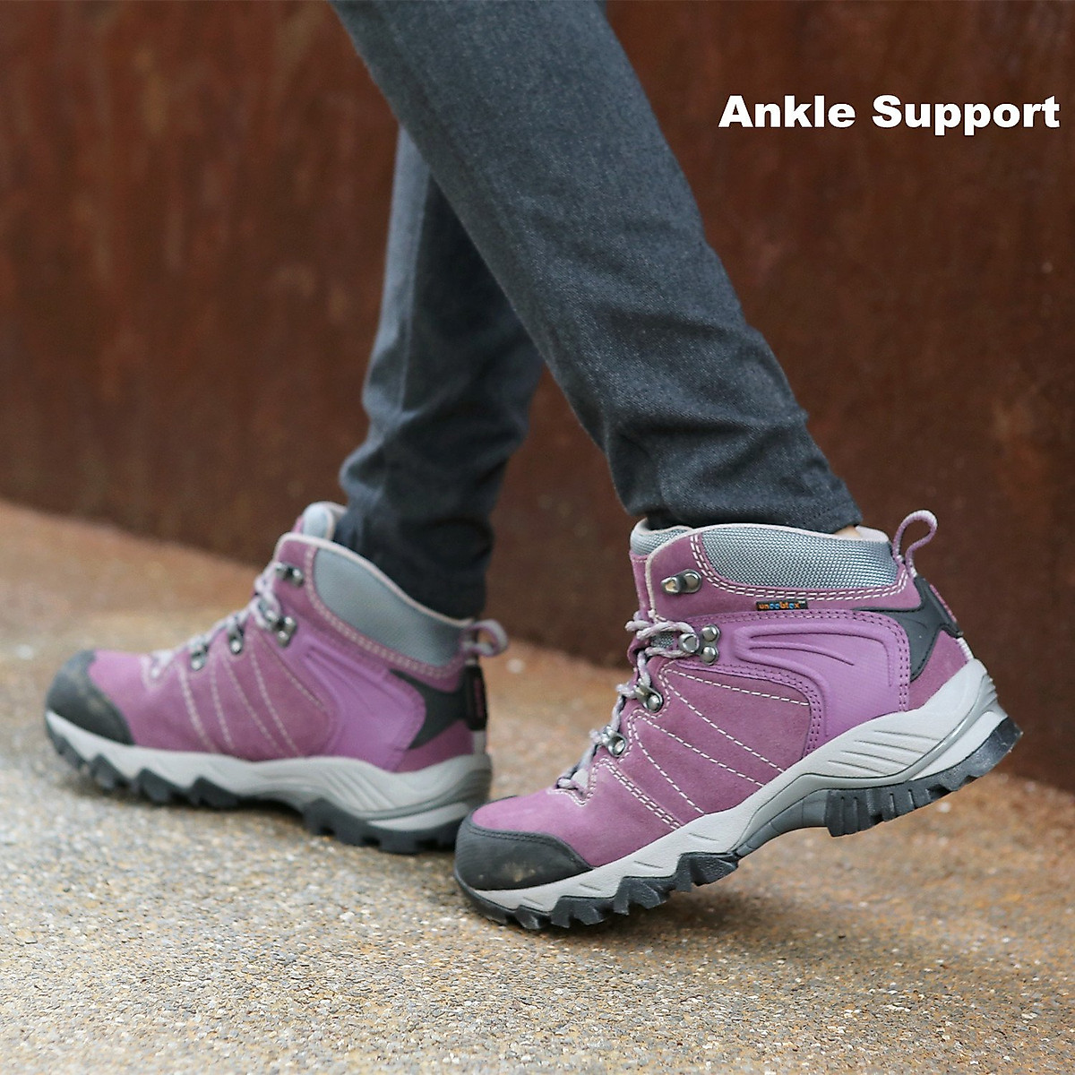 Clorts Women’s hiking camping Boots Waterproof Breathable High-Traction Grip Backpacking Hiker Shoes HKM-822E US 9 Purple