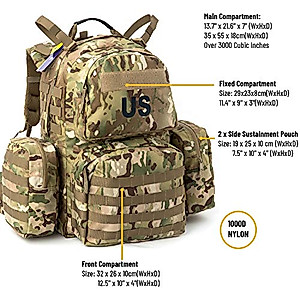 Akmax.cn Military Backpack Army Rucksack for men, MOLLE 2 Medium Assault Pack with Frame