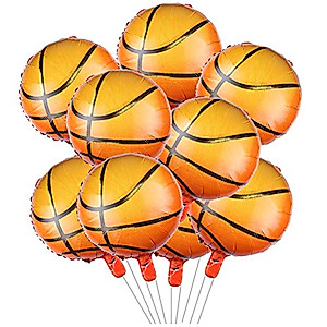 10pcs Basketball Balloons 18inch Basketball Birthday Decorations Aluminum Foil Sports Mylar Balloons Basketball Party Decorations Basketball Birthday Party Supplies
