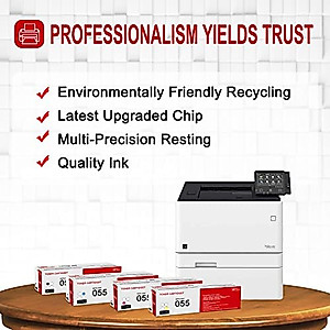 4 Pack 055 BK/C/M/Y Toner Cartridge: Compatible CRG-055 Replacement for Canon i-SENSYS LBP660 MF740 Series ImageClass LBP660C LBP664Cdw LBP664Cx MF741Cdw MF740 MF746Cx MF742Cdw Series Printer