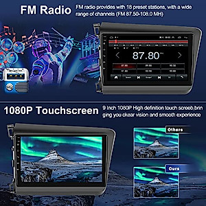 Android 2G+32G Car Stereo for Honda Civic 2012 2013 2014 2015 with GPS Navigation 9 inch HD Touchscreen Car Radio with Bluetooth FM in Dadh Head Unit with WiFi Mirror Link EQ Subwoofer Backup Camera …